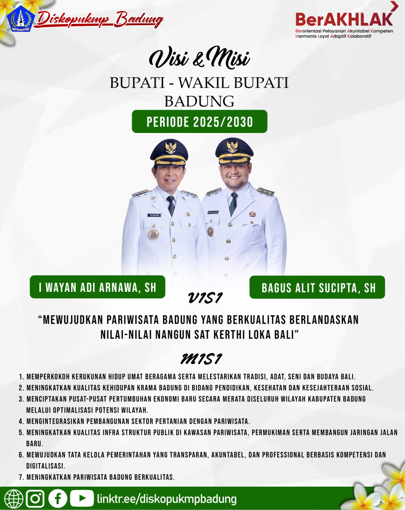 Visi - Misi Bupati & Wakil Bupati Periode 2025 - 2030 | Diskopukmp Badung